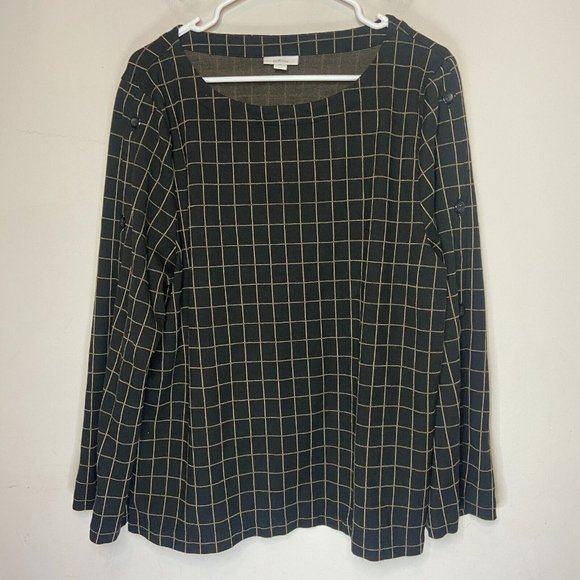J. Jill | Tops | J Jill Women Xl Ponte Knit Blouse Black Tan Window ...